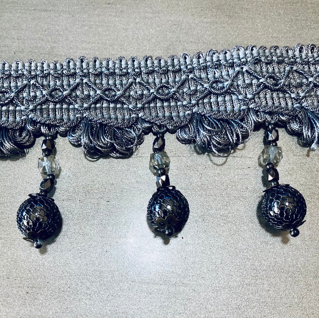 3” Beaded Trim, Upholstery Trim With Beads, 1 Yard Beaded Trim - Etsy