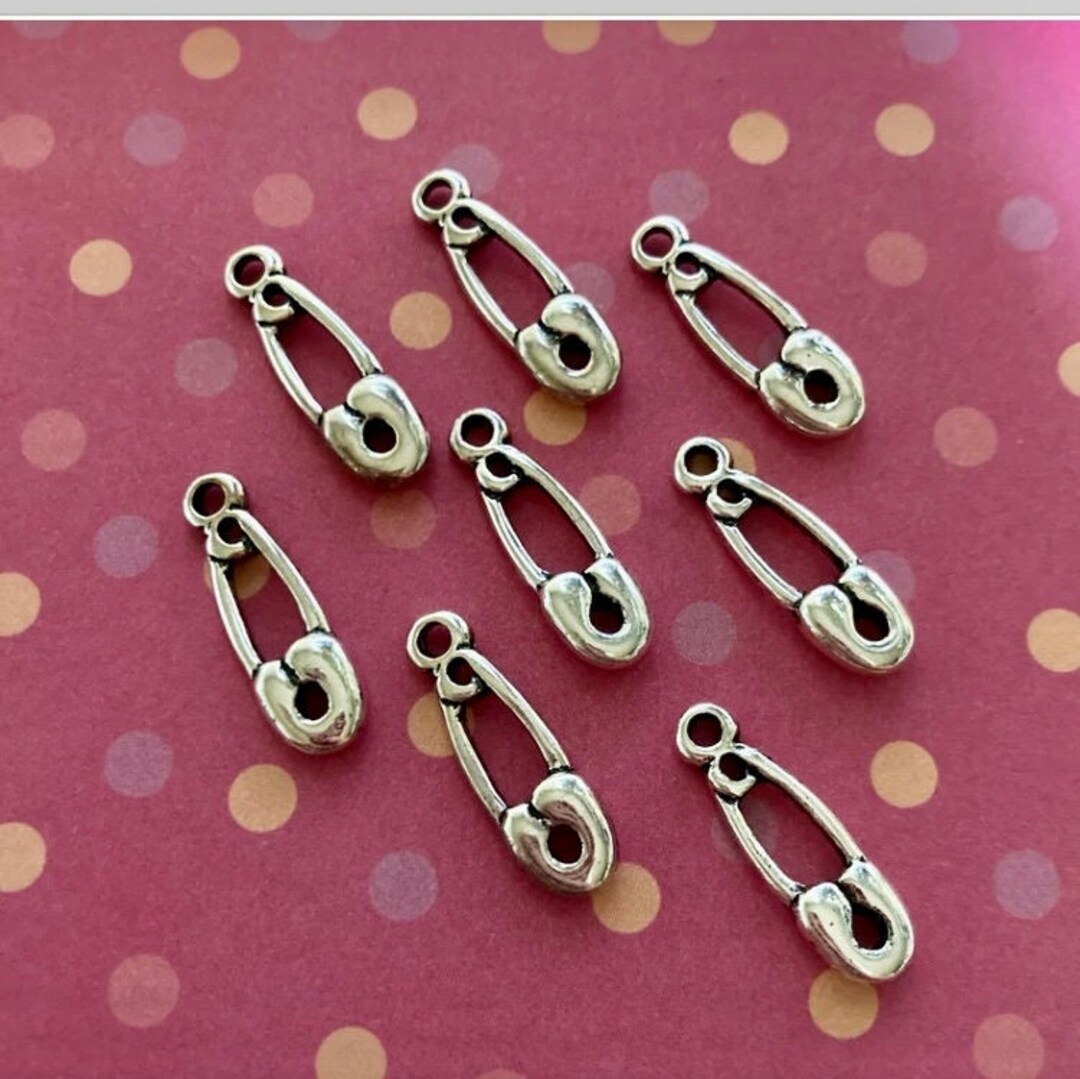 Diaper Pin Charms (8 Charms) Safety Pin Charms, Baby Charms, Baby ...