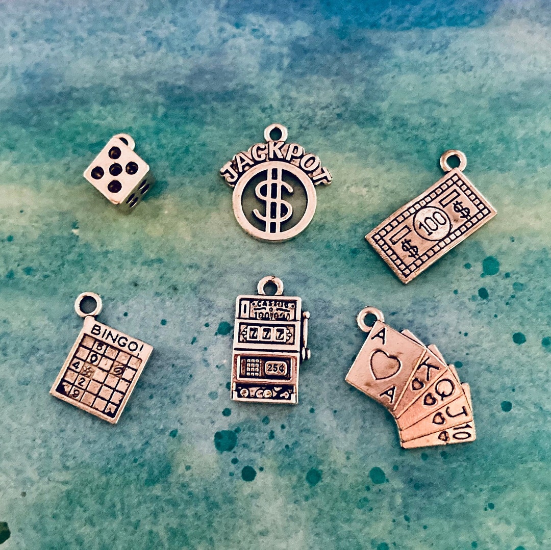 Casino Charm Assortment (6 Charms) Slot Machine Charms, Gaming Charms ...