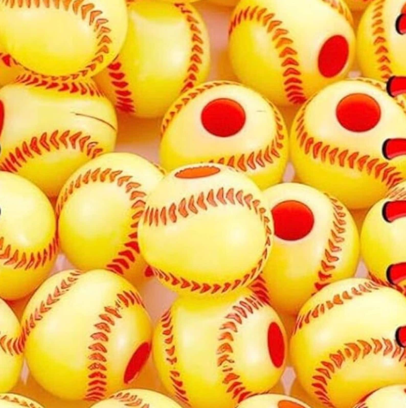 10mm Softball Beads (12 or 24) Yellow Softball Beads, Acrylic Softball ...