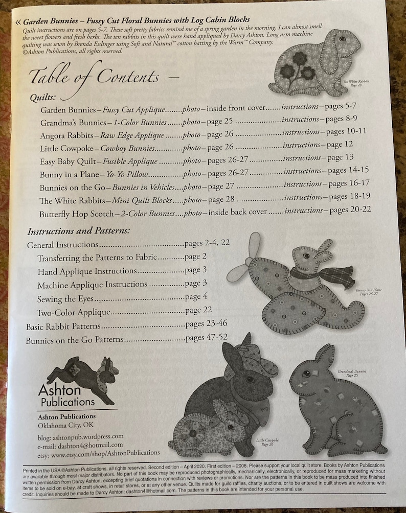 Bunnies and More Quilt Books, Bunny Quilt Book, Bunny Appliqué - Etsy