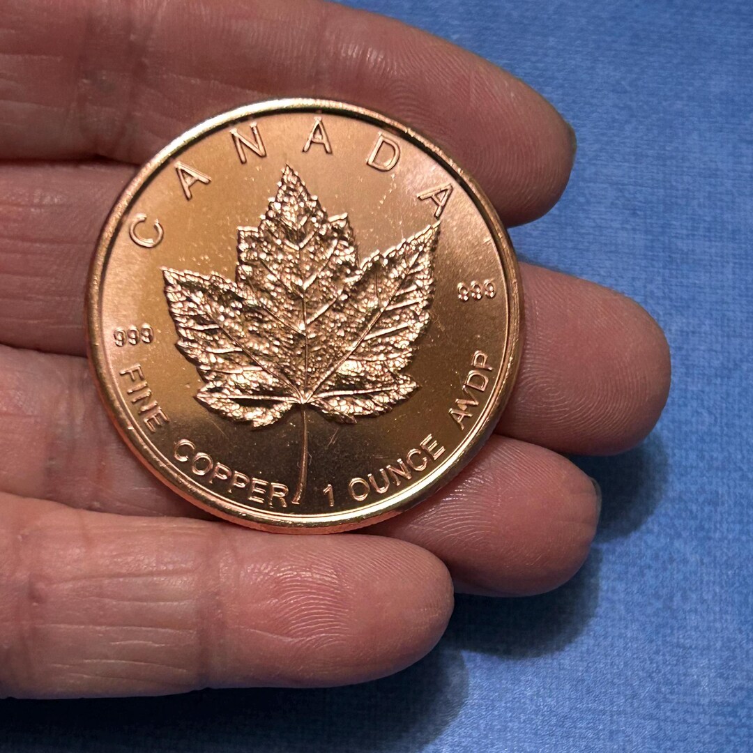 Copper Maple Leaf Coin (1 Coin) Copper Bullion Round, Collectors Coin ...