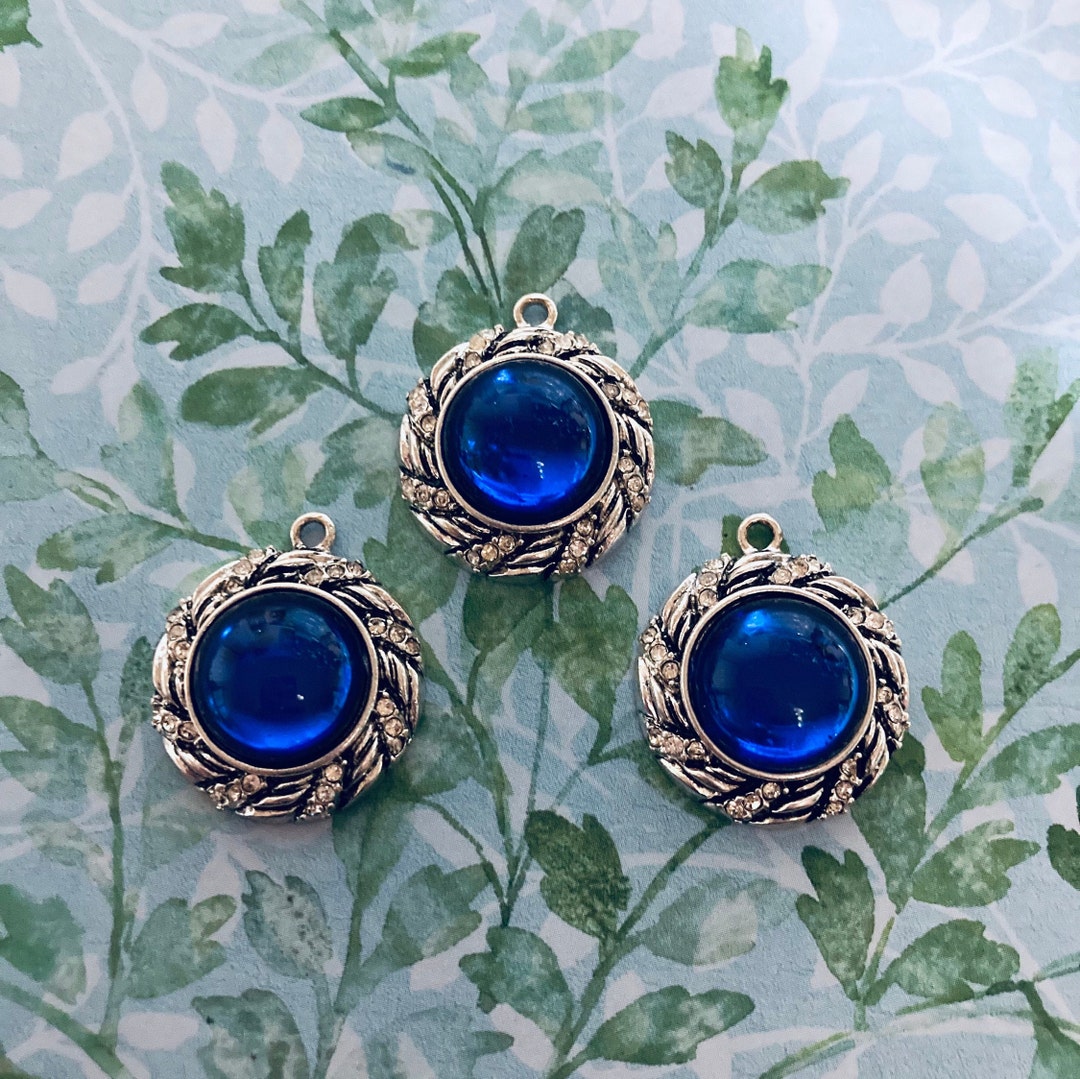 3 Blue Sapphire Charms (3 Charms) September Birthstone Charms, Blue ...