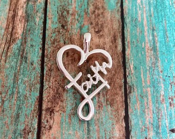 Faith Charm, Faith Pendant, Sterling Silver Faith Charm, Religious ...