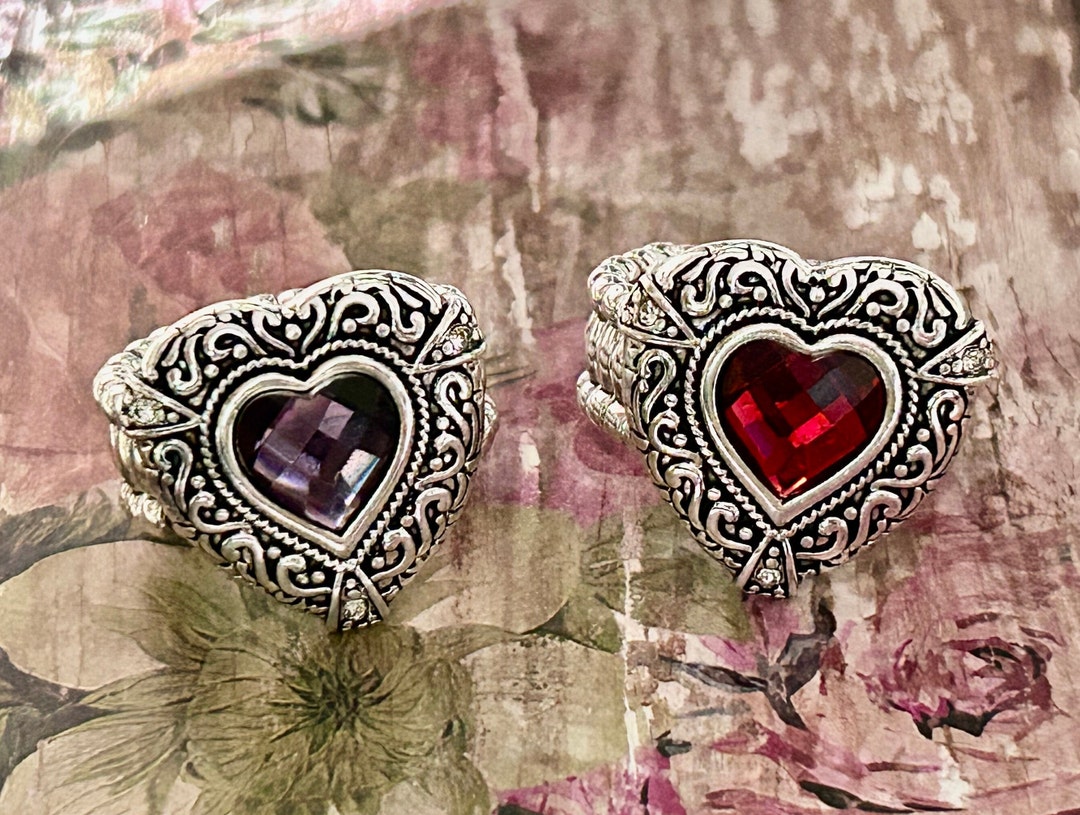 Valentine Day Ring, Victorian Heart Stretch Ring, Red Heart Ring - Etsy