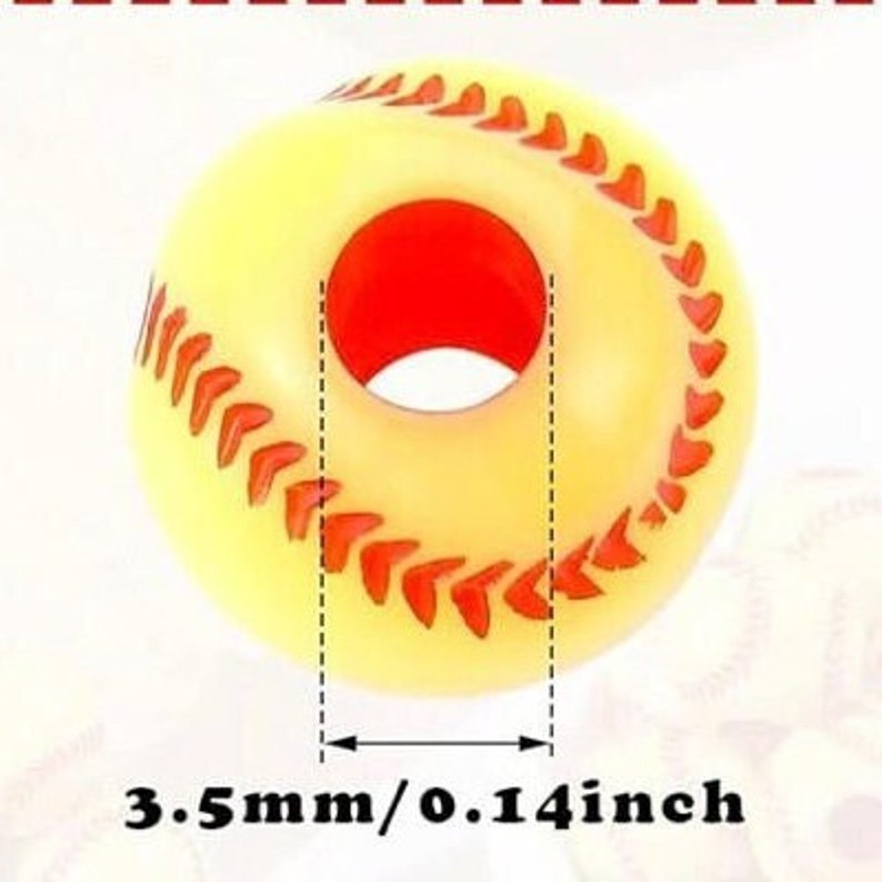 10mm Softball Beads (12 or 24) Yellow Softball Beads, Acrylic Softball ...