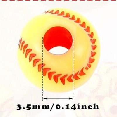 10mm Softball Beads (12 or 24) Yellow Softball Beads, Acrylic Softball ...