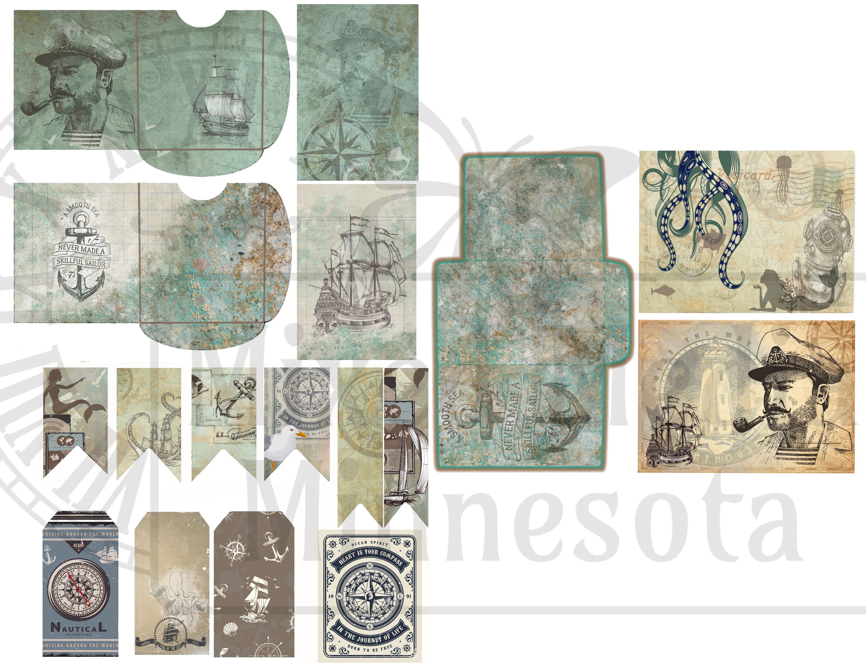 Printable Digital Nautical Scrapbook Junk Journal Mixed Media - Etsy