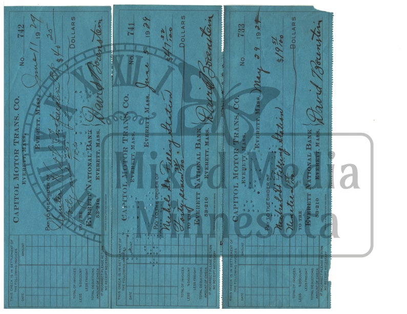Vintage Canceled Checks for Collage Junk Journal Digital - Etsy