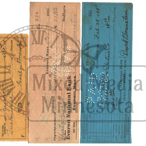 Vintage Canceled Checks for Collage, Junk Journal Digital Printable ...