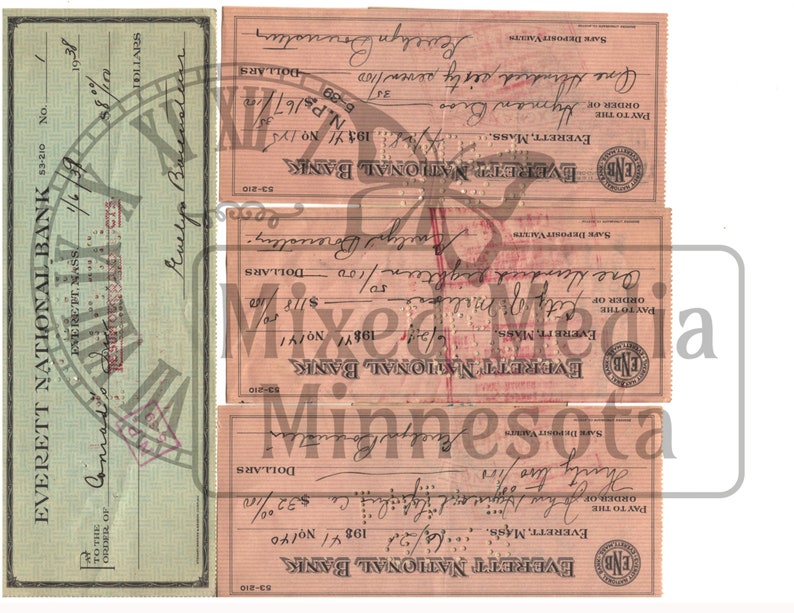 Vintage Canceled Checks for Collage Junk Journal Digital - Etsy