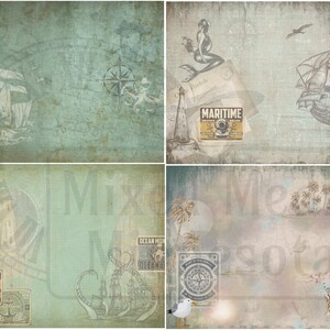 Printable Digital Nautical Scrapbook Junk Journal Mixed Media Collage ...