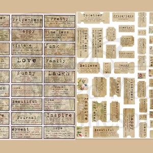 Inspirational Word Definition Labels Printable Digital Kit for Junk ...