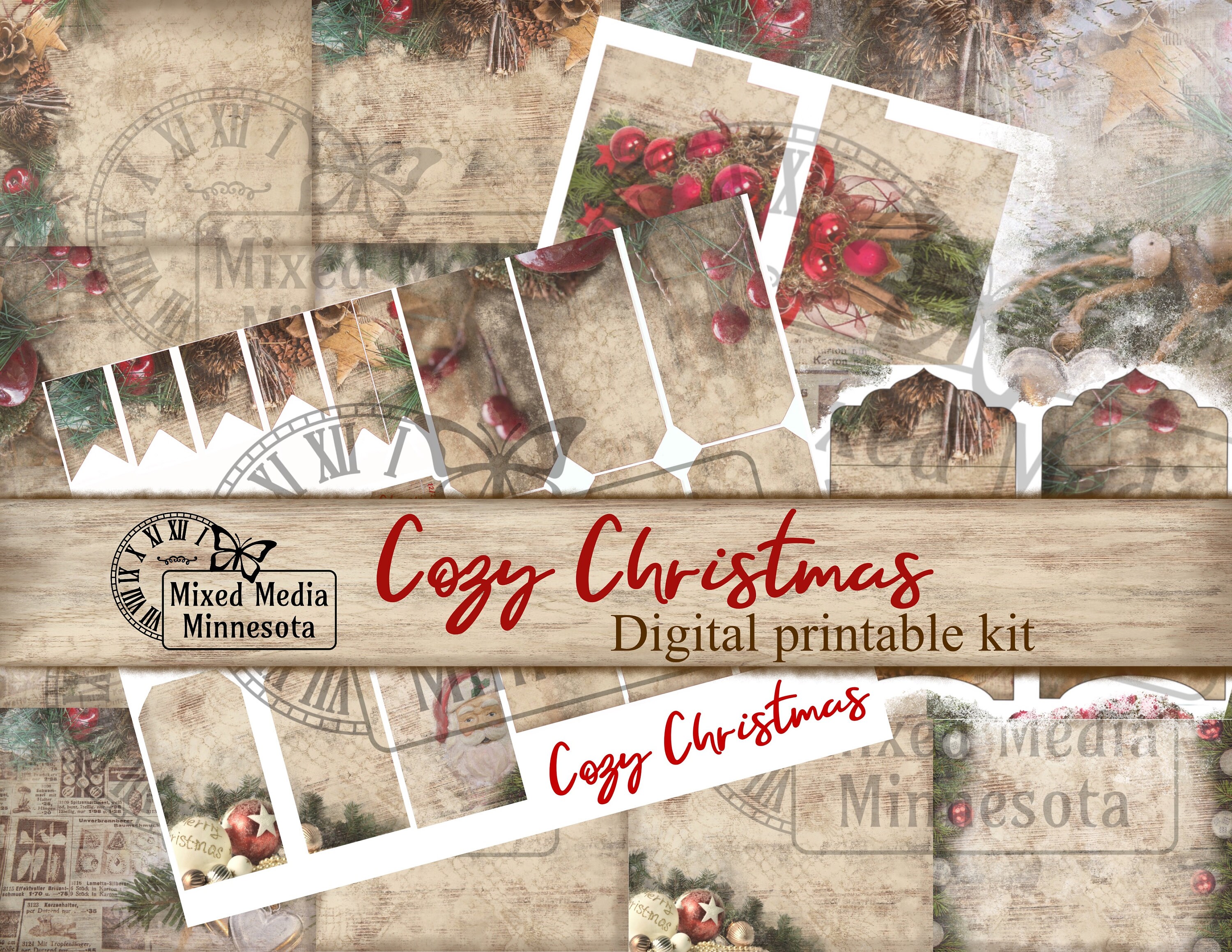 Printable digital Cozy Christmas Scrapbook Junk | Etsy