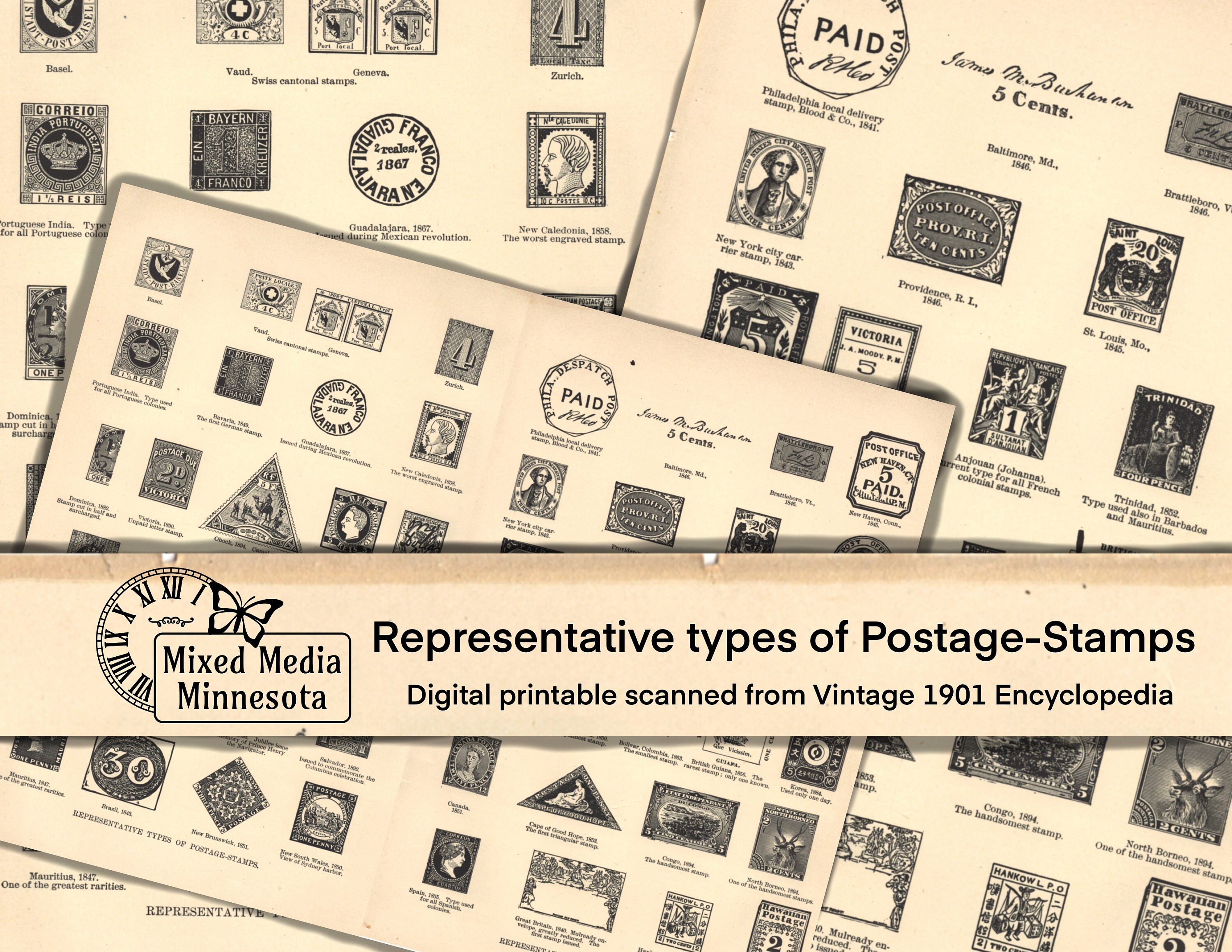 Representative Types of Postage-stamps for Collage Junk | Etsy