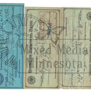 Vintage Canceled Checks for Collage, Junk Journal Digital Printable ...