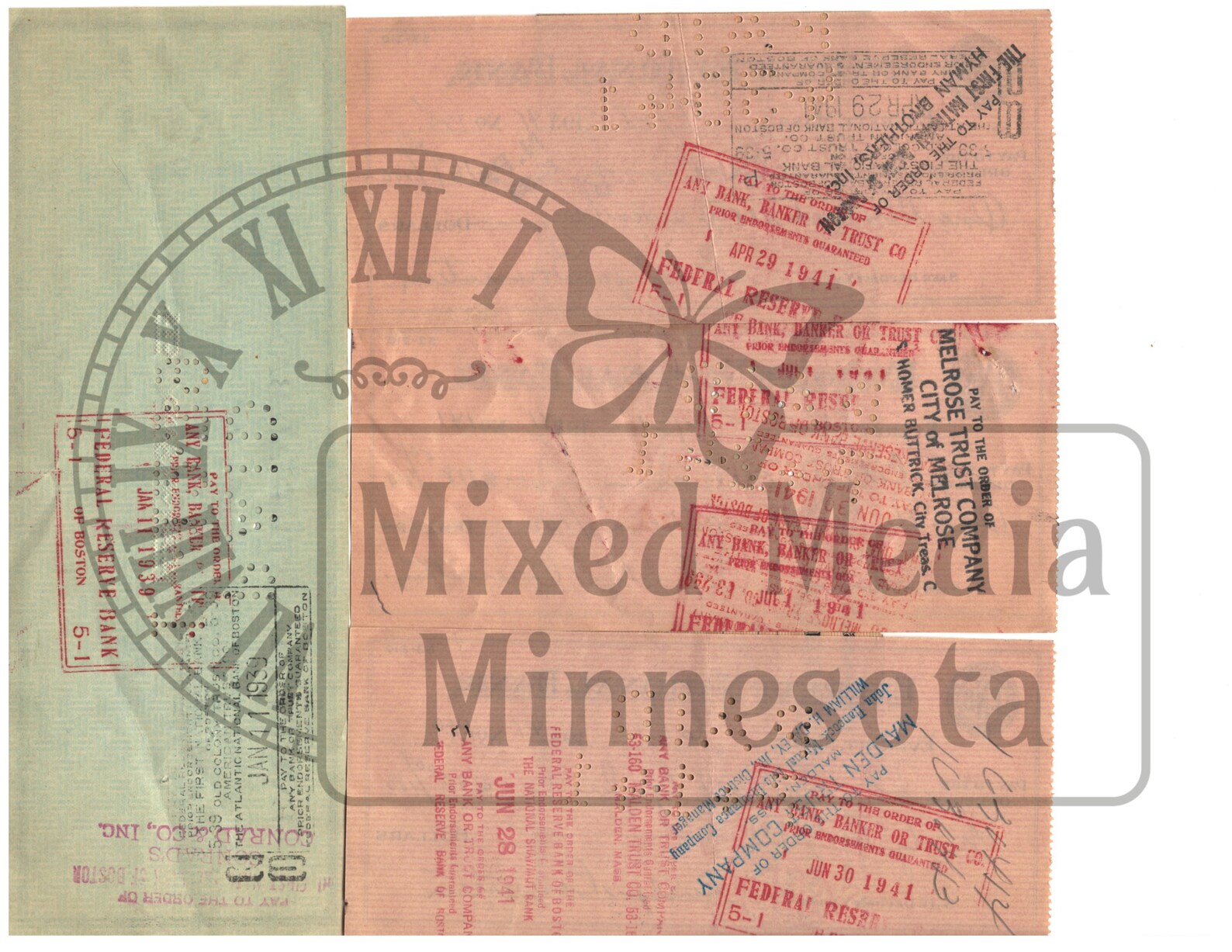 Vintage Canceled Checks for Collage Junk Journal Digital - Etsy