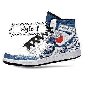 Great Wave off Kanagawa High Tops, Wave off Kanagawa Shoes, Katsushika ...