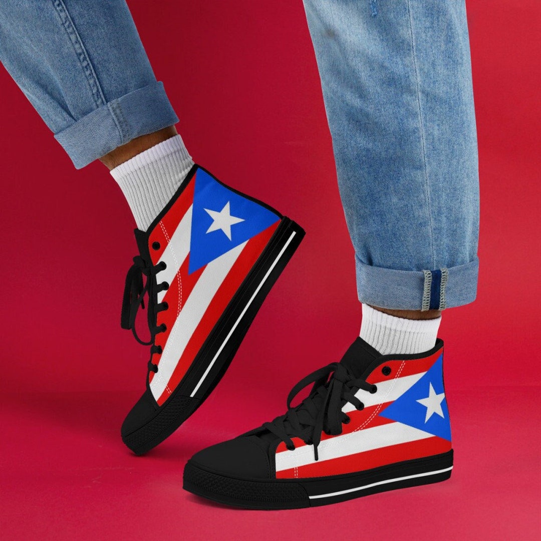 Puerto Rico Flag Black Canvas Shoes National Flag Puerto - Etsy
