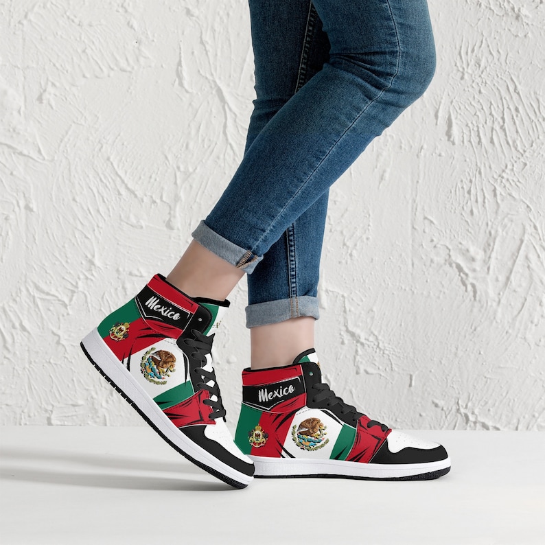 Mexico Flag High Tops, National Flag, Mexico, Mexican Flag Shoes ...