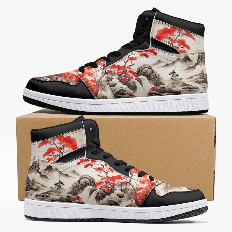 Cherry Blossom High Tops, Japanese Art Shoes, Cherry Blossom, Japanese ...