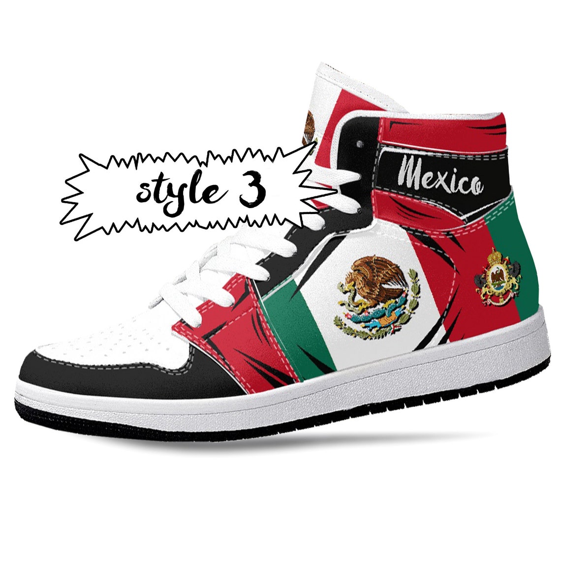 Mexico Flag High Tops, National Flag, Mexico, Mexican Flag Shoes ...