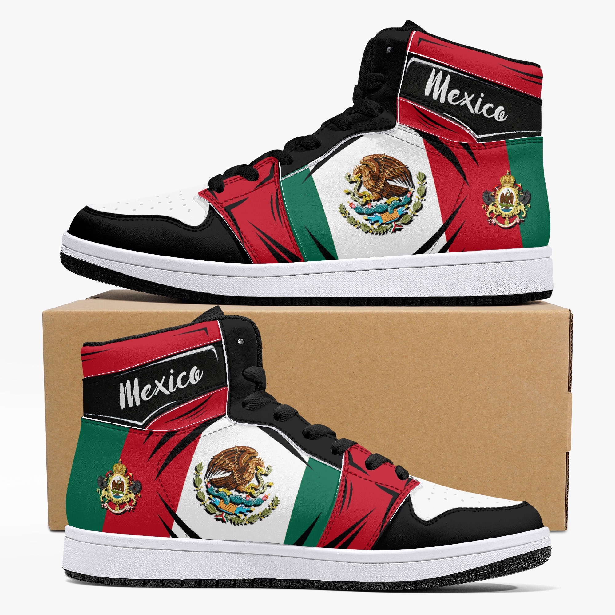 Mexico Flag High Tops, National Flag, Mexico, Mexican Flag Shoes ...