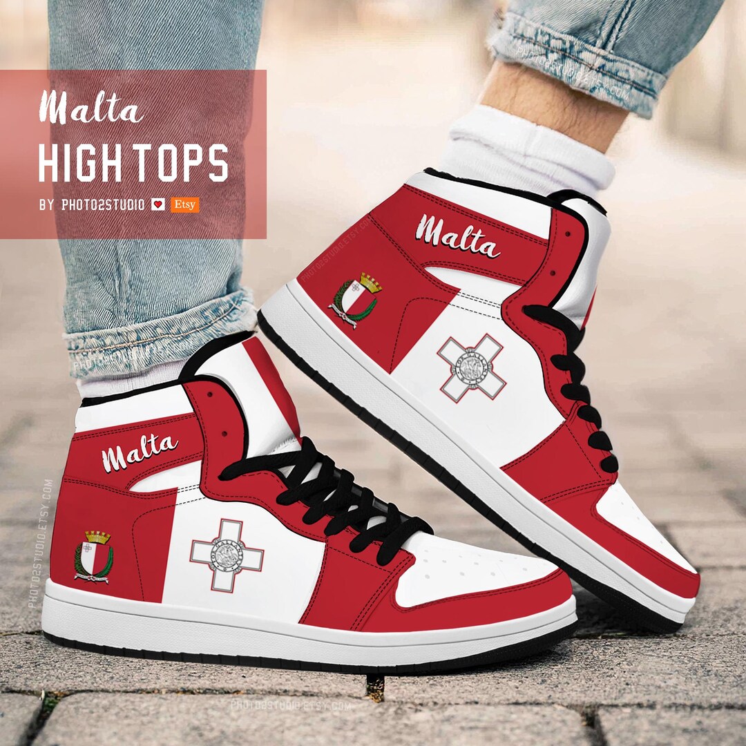 Custom Malta Sneakers – Unique Mediterranean Country Pride Shoes ...