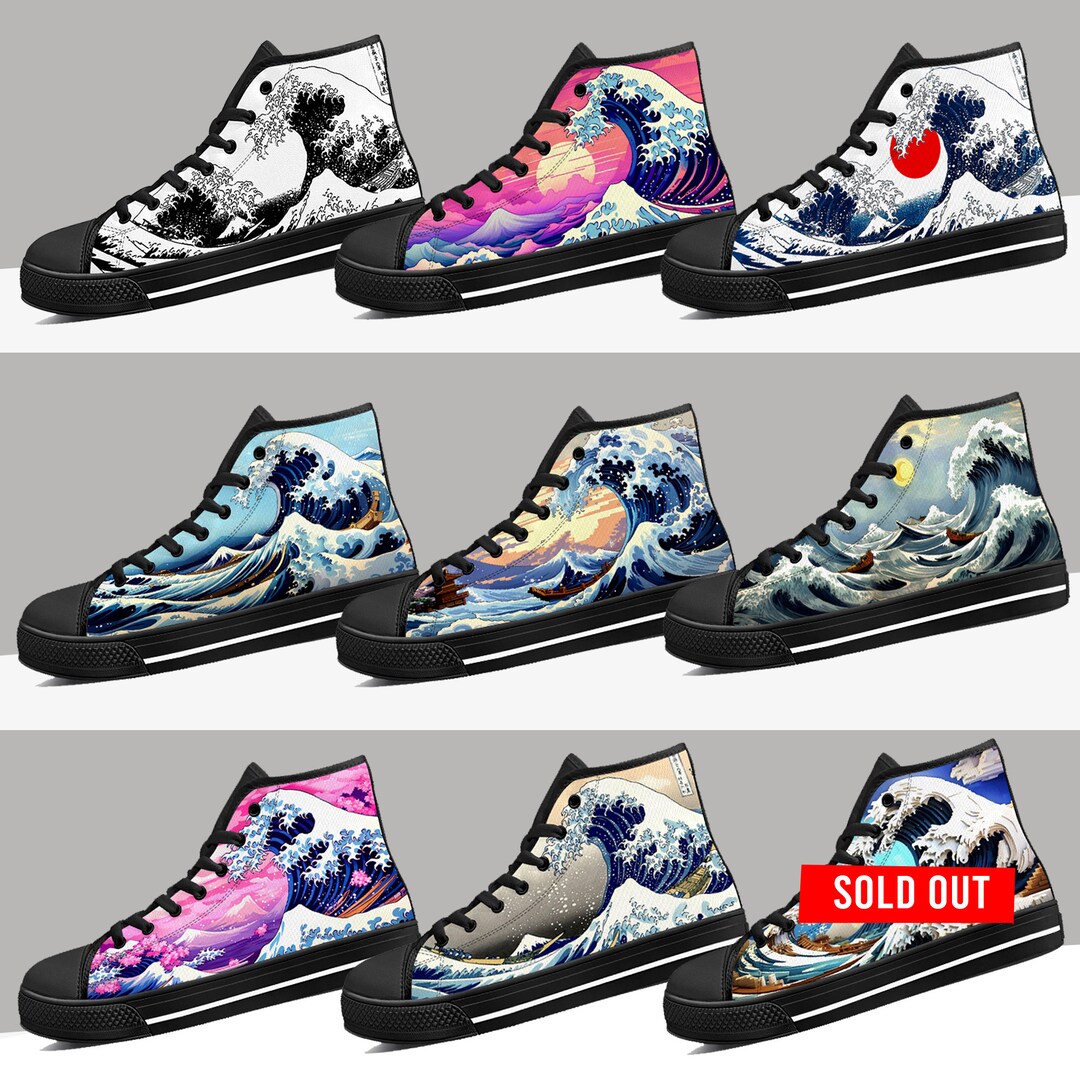 The Great Wave off Kanagawa Canvas Shoes, Ukiyo-e, Katsushika Hokusai ...