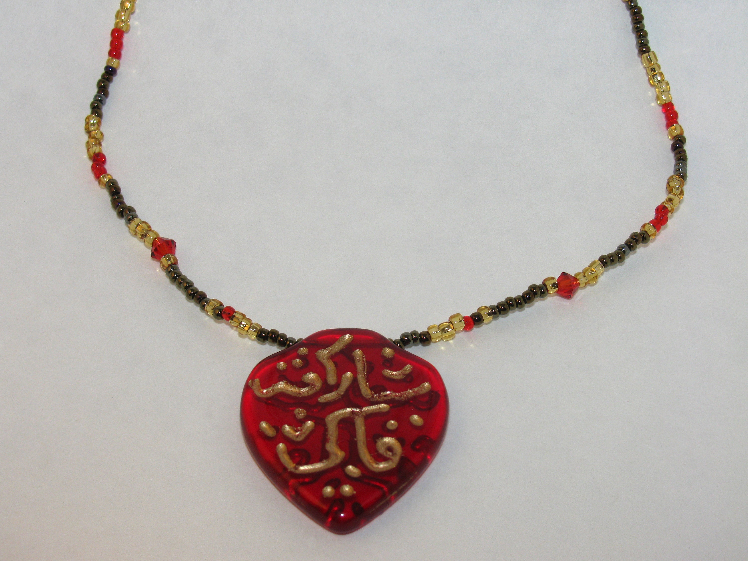 Red & Gold Necklace - Etsy