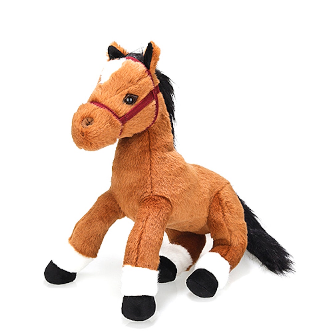 Plush Resting Horse Stuffed Animal Plush Toys, Brown Sitting Horse ...