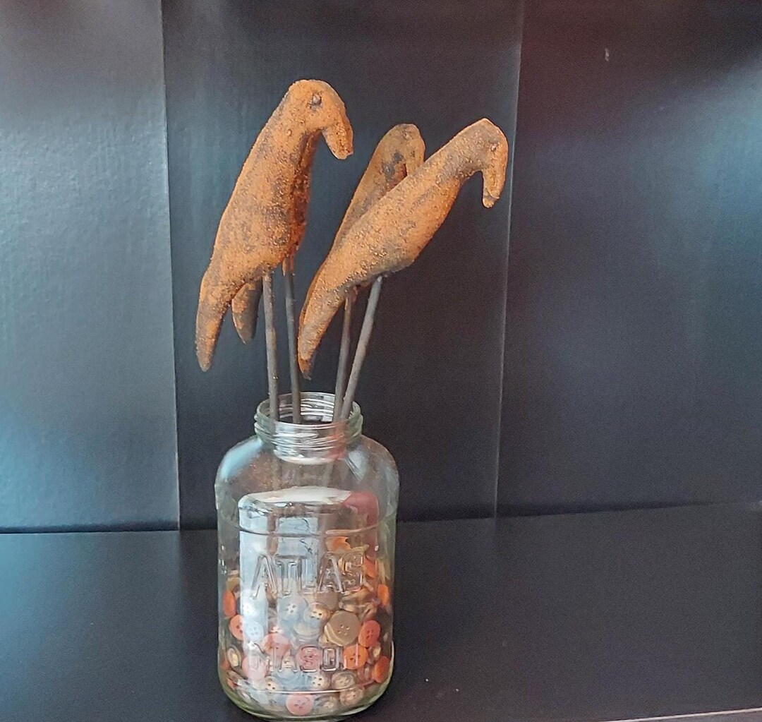 Primitive Black Crow on A Stick Decoration - Etsy