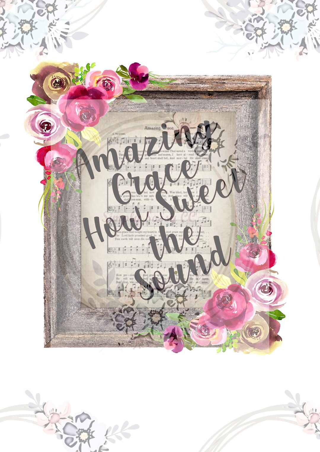 Amazing Grace Frame Saying Music Sheet Dark Frame PNG DIGITAL - Etsy