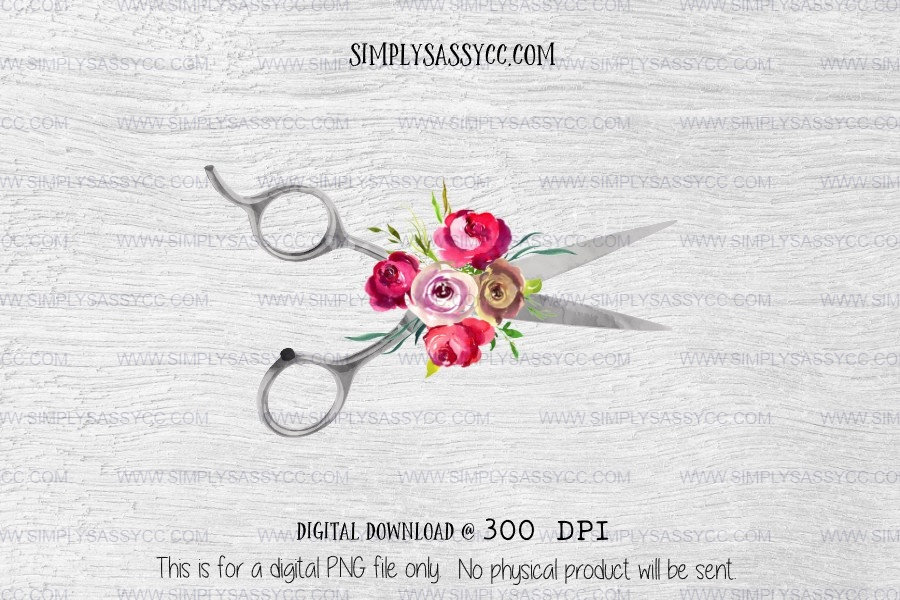 Scissors With Flowers Hair Dresser Salon Boho Floral Hair - Etsy