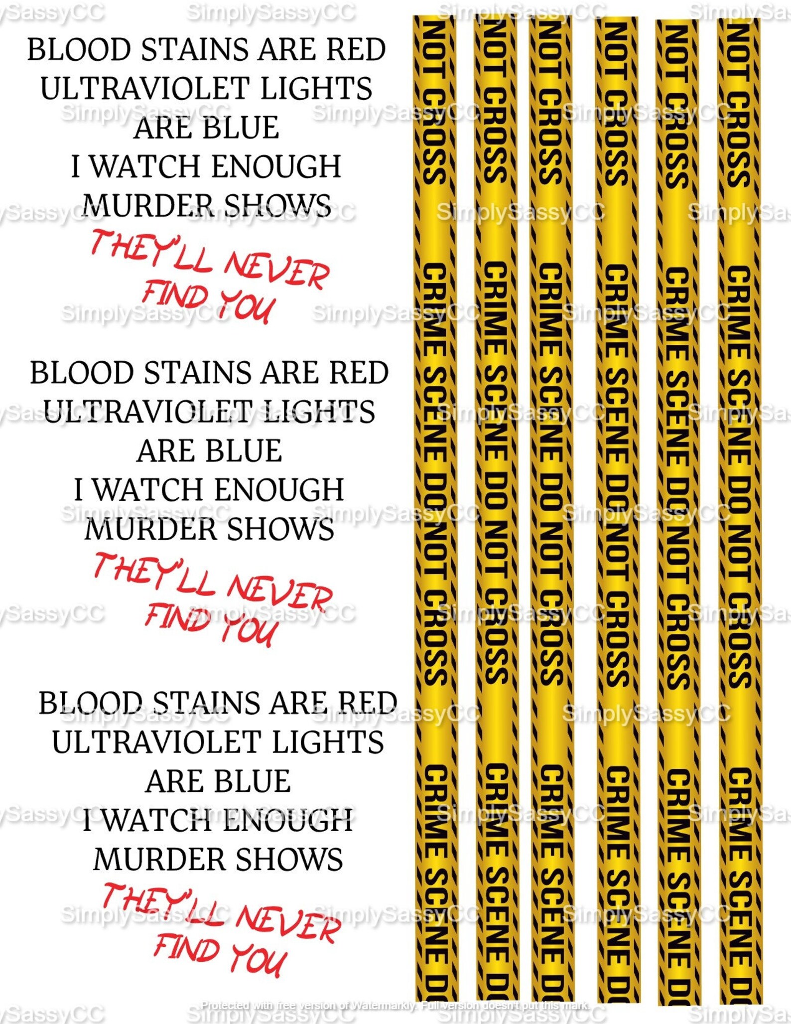 Blood Stains Are Red Poem and Crime Scene Tape PNG DIGITAL - Etsy