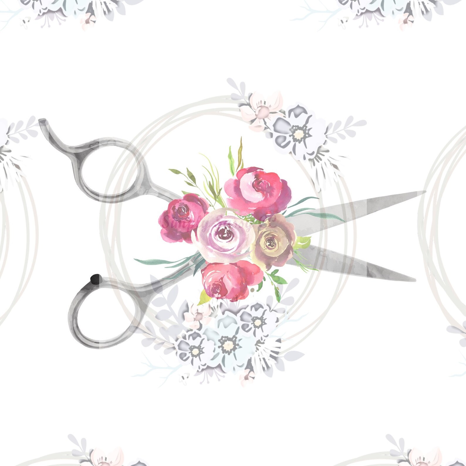 Scissors with flowers hair dresser salon PNG DIGITAL | Etsy