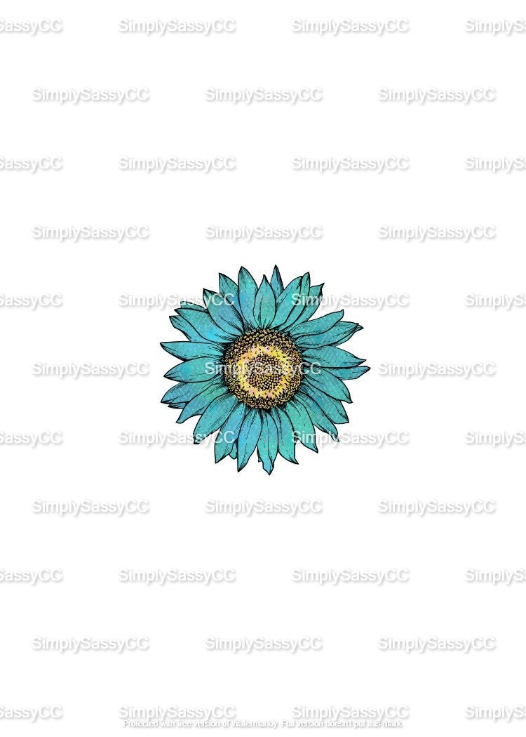 Teal and Yellow Sunflower PNG DIGITAL DOWNLOAD for | Etsy