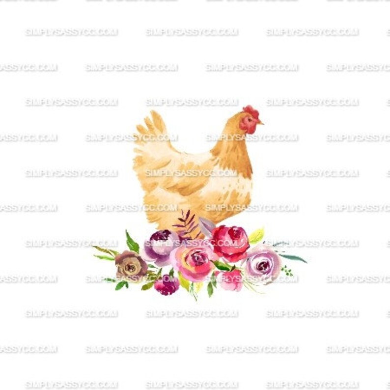 Chicken With Flowers Roses Red Pink PNG DIGITAL DOWNLOAD - Etsy