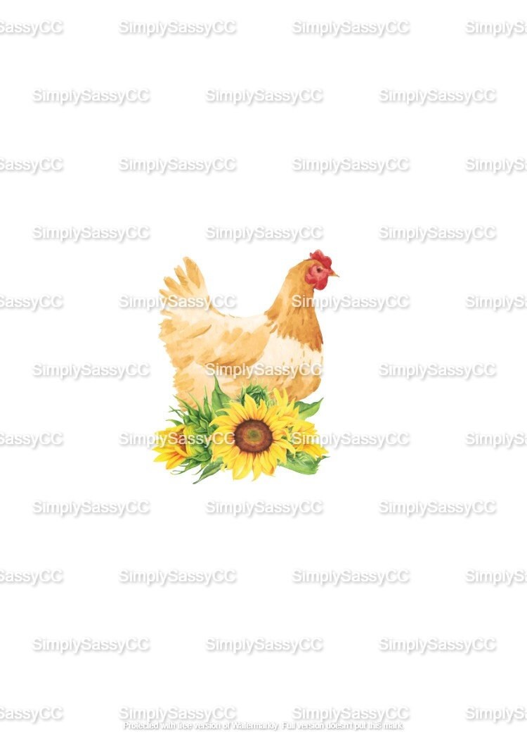 Chicken with sunflowers sunflowers yellow PNG DIGITAL | Etsy