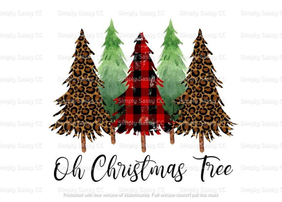 Oh Christmas Tree, Trees, Cheetah, Buffalo Plaid, PNG DIGITAL DOWNLOAD ...