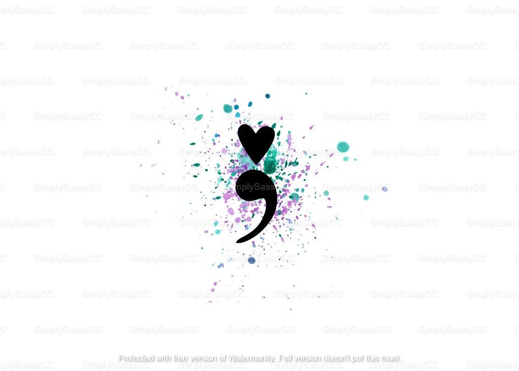 Semi Colon Heart Splatter Suicide Awareness Teal Purple - Etsy