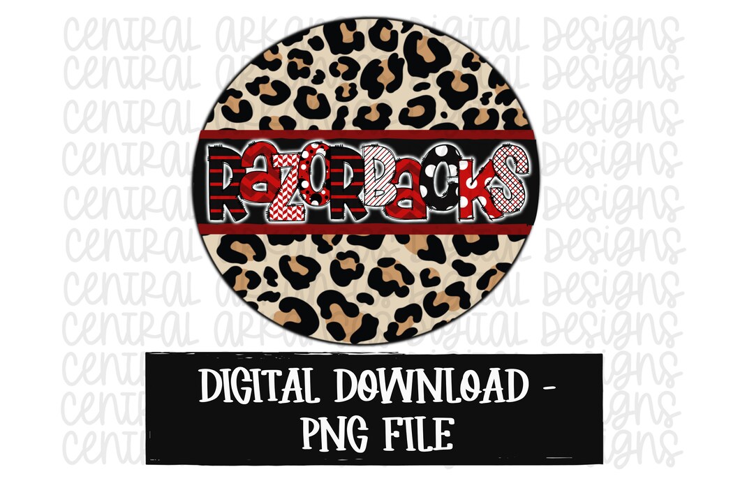 Arkansas Razorbacks Hogs Leopard Print Logo SEC Football Sports Doodle ...