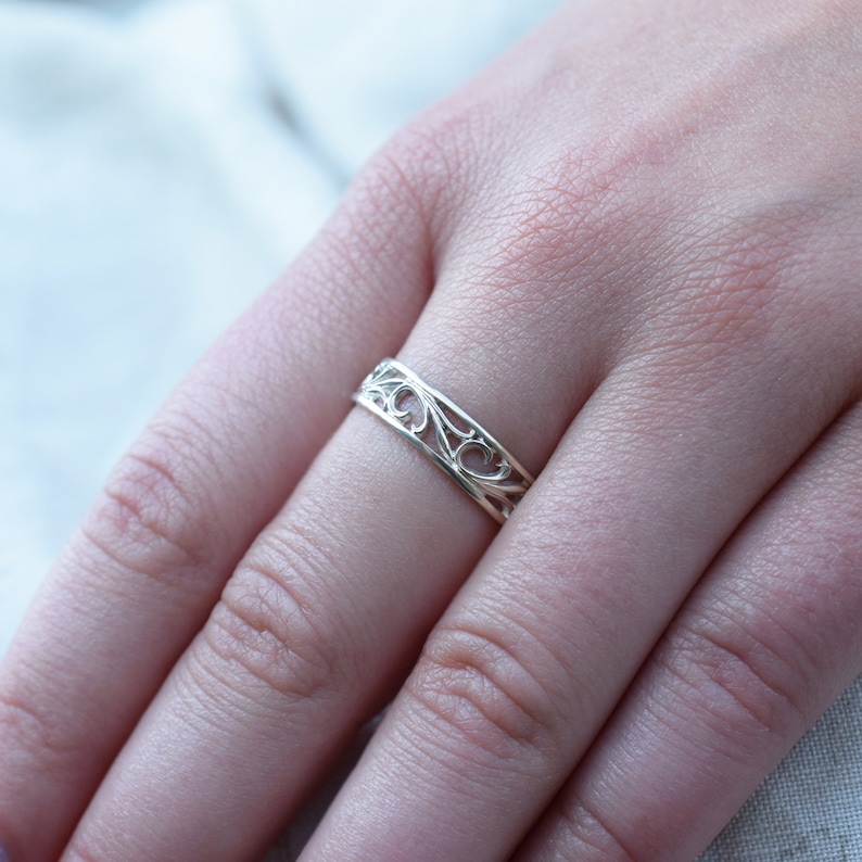 Silver Ring Silver Band Vintage Silver Band Silver White - Etsy