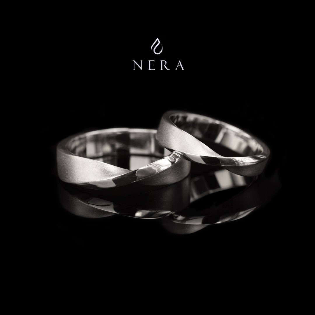 Silver Mobius Wedding Band – Modern Minimalist Mobius Ring for Him and ...