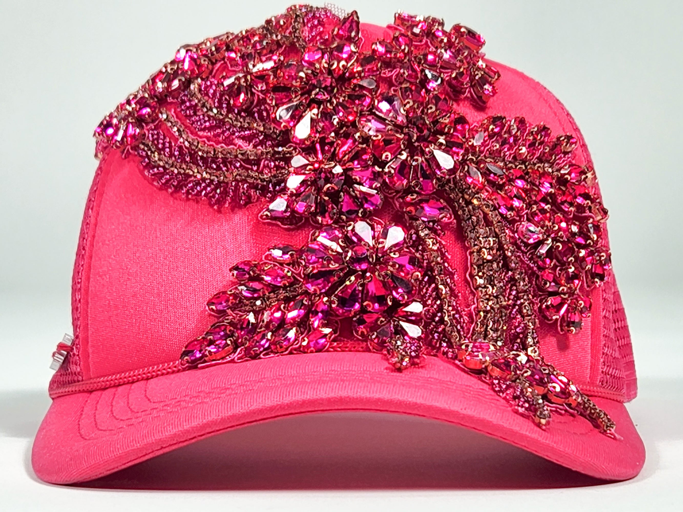 Sparkling Fuschia Crystal Snapback Hat, Bling Trucker Cap, Adjustable ...