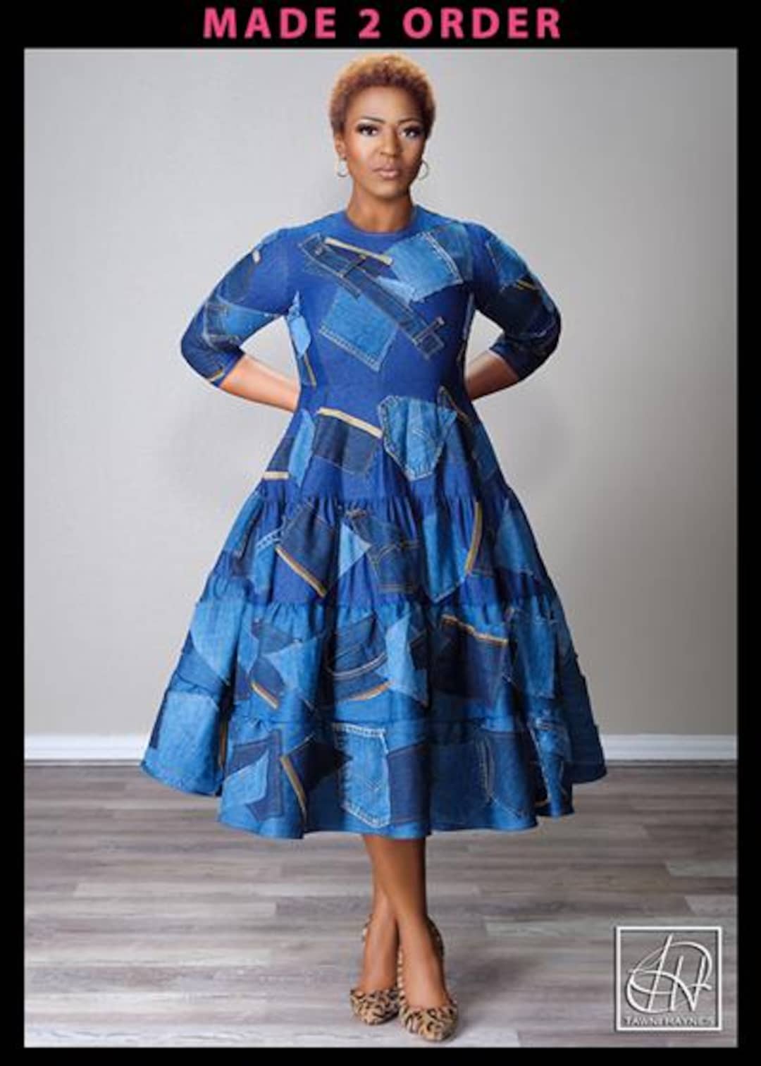 Luxury Tiered Deconstructed Dress – Empire Waist, Crew Neck, Calf ...