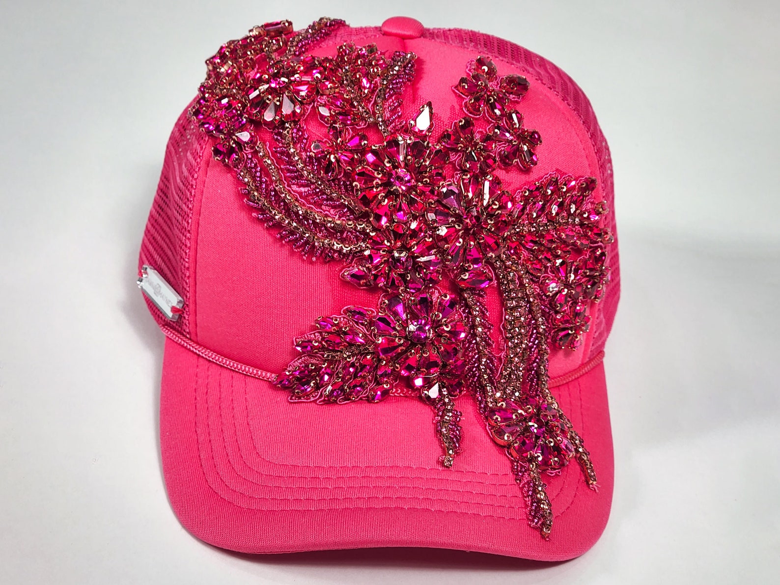 Sparkling Fuschia Crystal Snapback Hat, Bling Trucker Cap, Adjustable ...