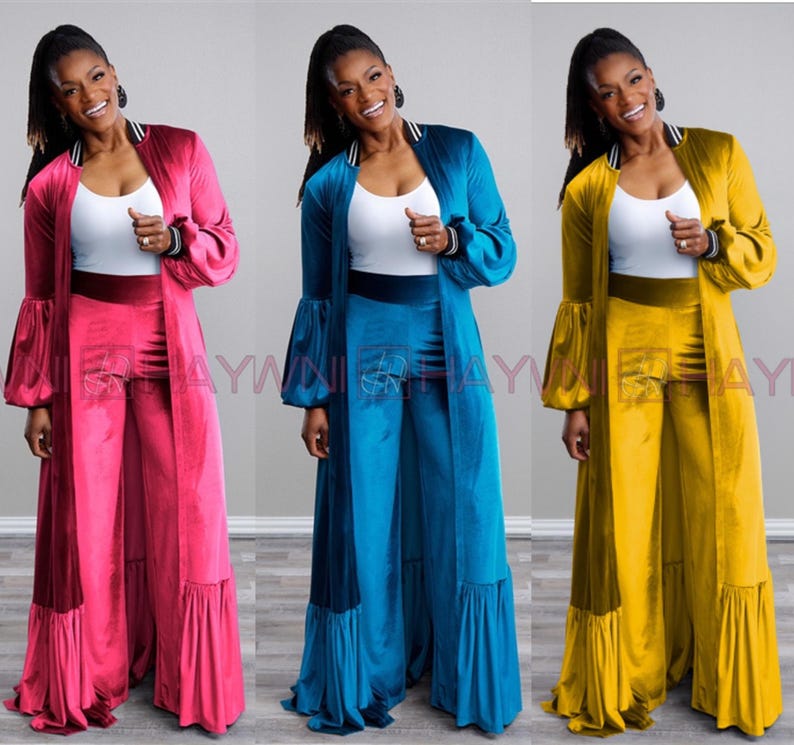 Taleah Set,luxury Velvet Two Piece Set, Wide Legged Pant High Waisted ...