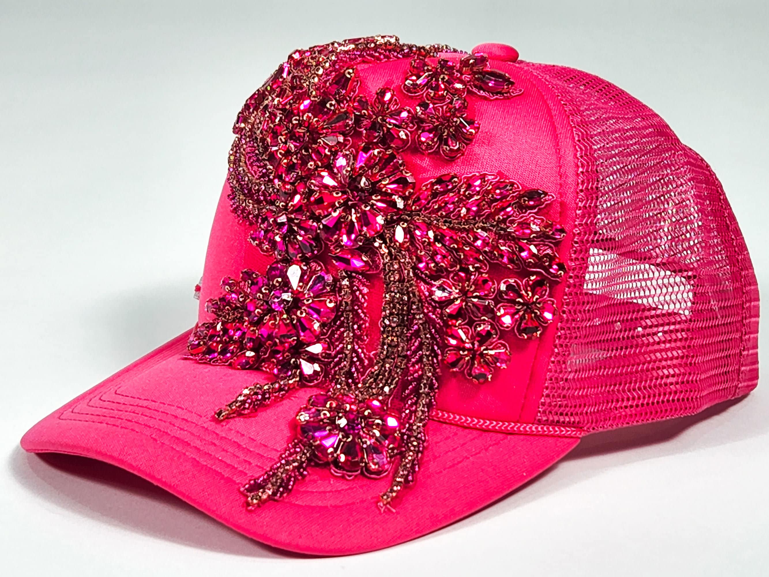 Sparkling Fuschia Crystal Snapback Hat, Bling Trucker Cap, Adjustable ...