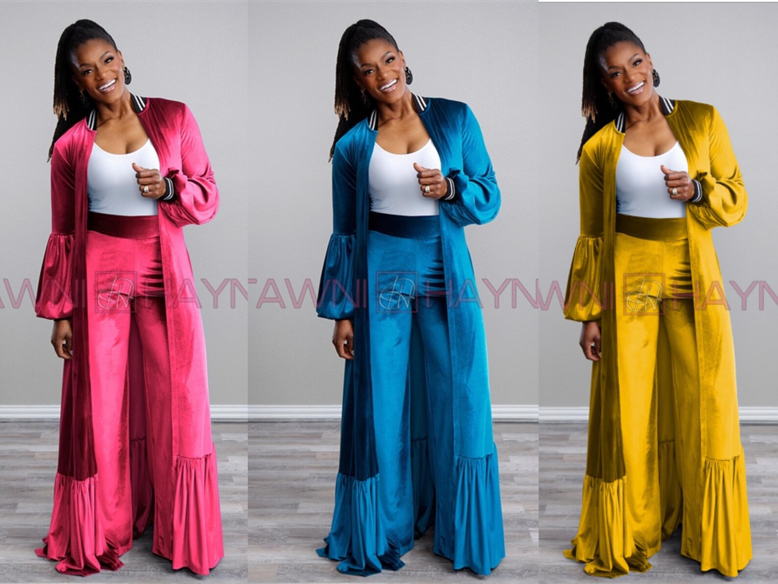 Taleah Set,luxury Velvet Two Piece Set, Wide Legged Pant High Waisted ...